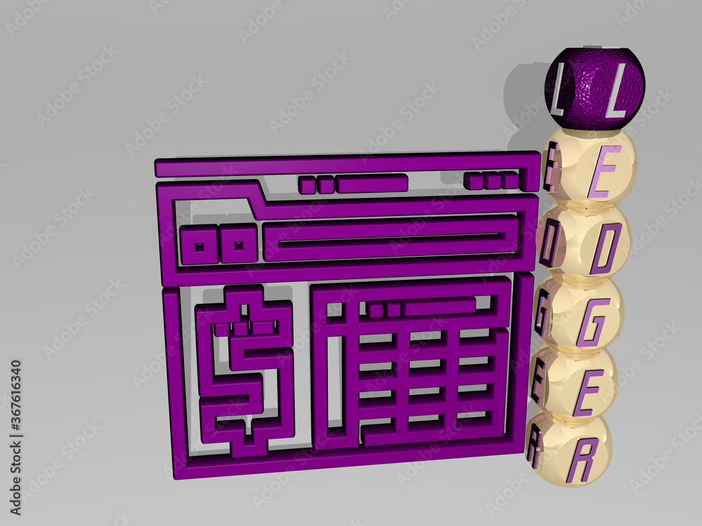 3D illustration of ledger graphics and text around the icon made by ...