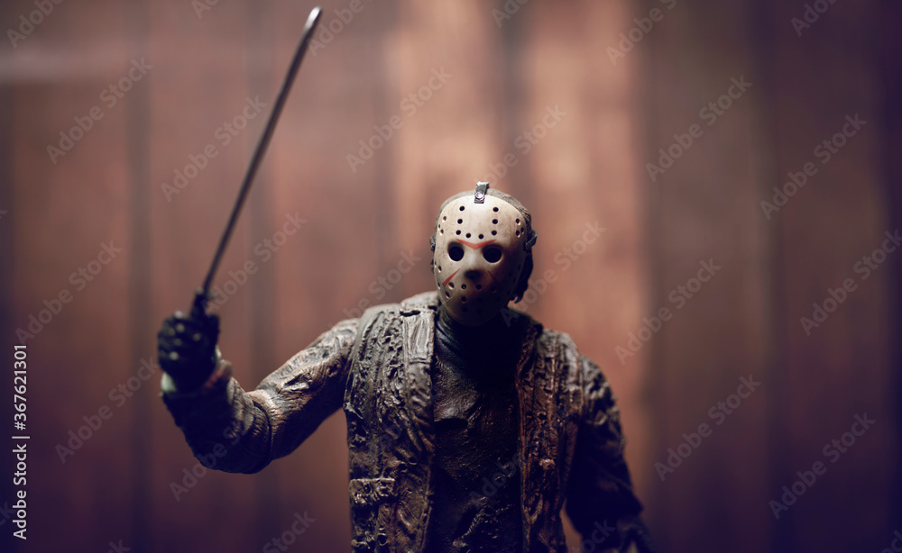 NEW YORK USA - JULY 30 2019: Friday the 13th slasher Jason Voorhees ...