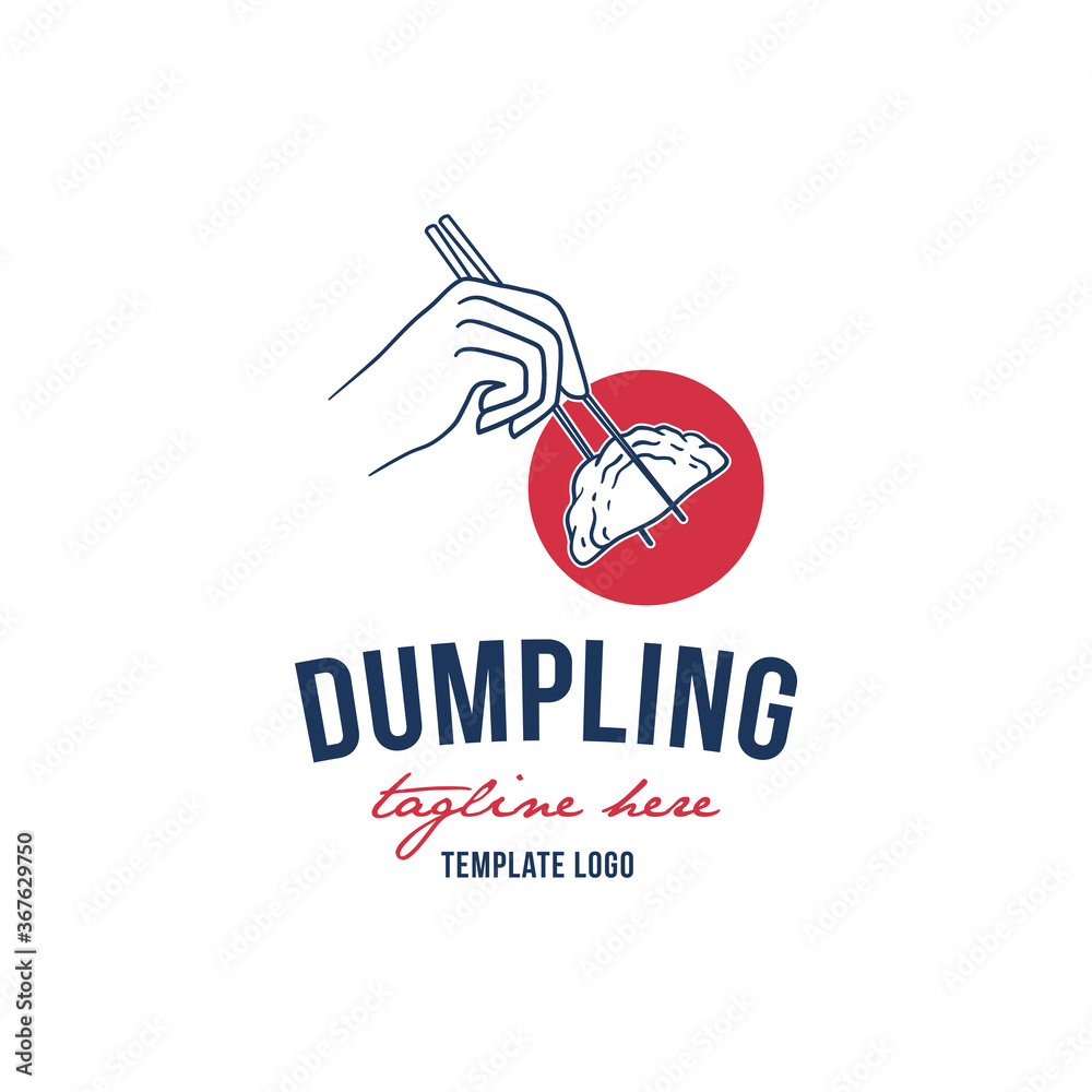 illustration of dumpling food design logos taken with chopsticks, logo ...