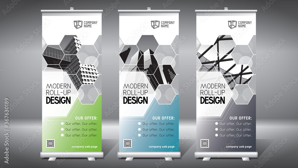 Roll-up template, design (85x200 cm) - modern office buildings ...