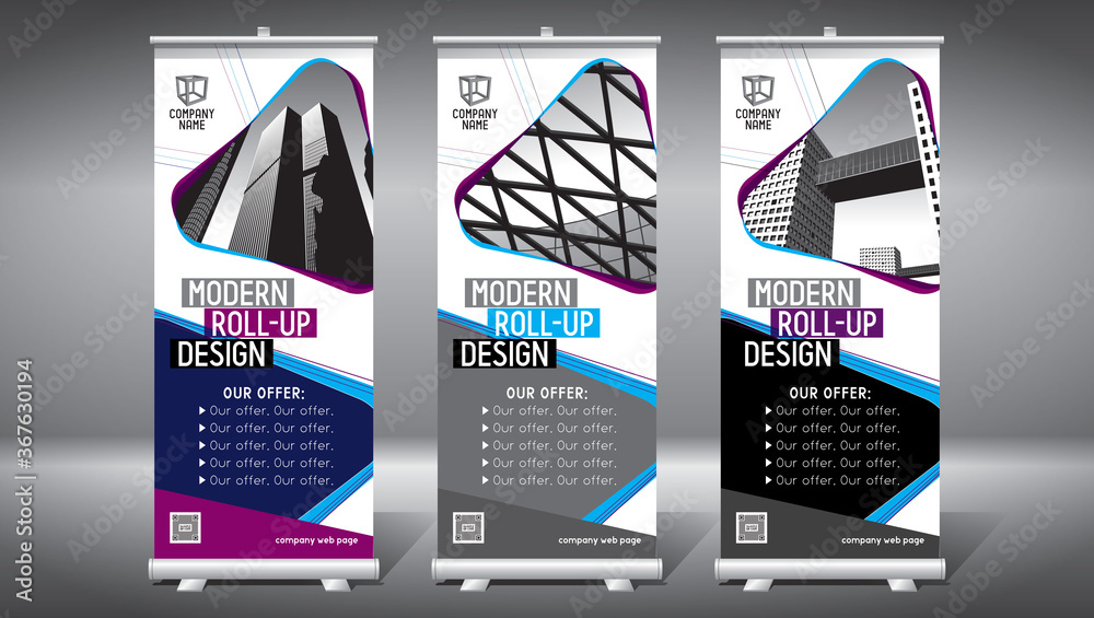 Roll-up template, design (85x200 cm) - modern office buildings ...