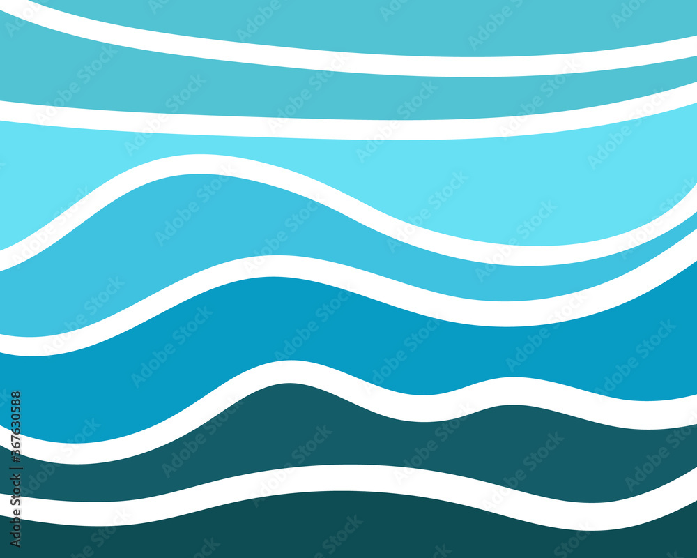 Abstract blue background with vector image of sea waves, ocean, river ...