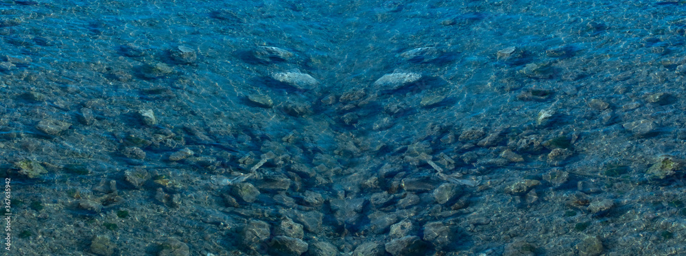 transparent sea. view of seawater with underwater reefs. seabed ...