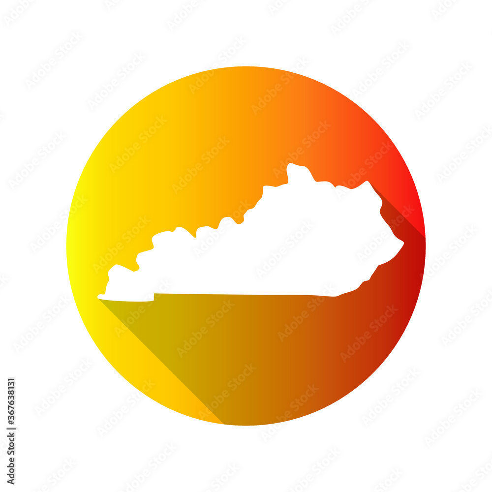 Kentucky, USA Symbol Map Icon Round. Flat Vector Art Design with Shadow ...