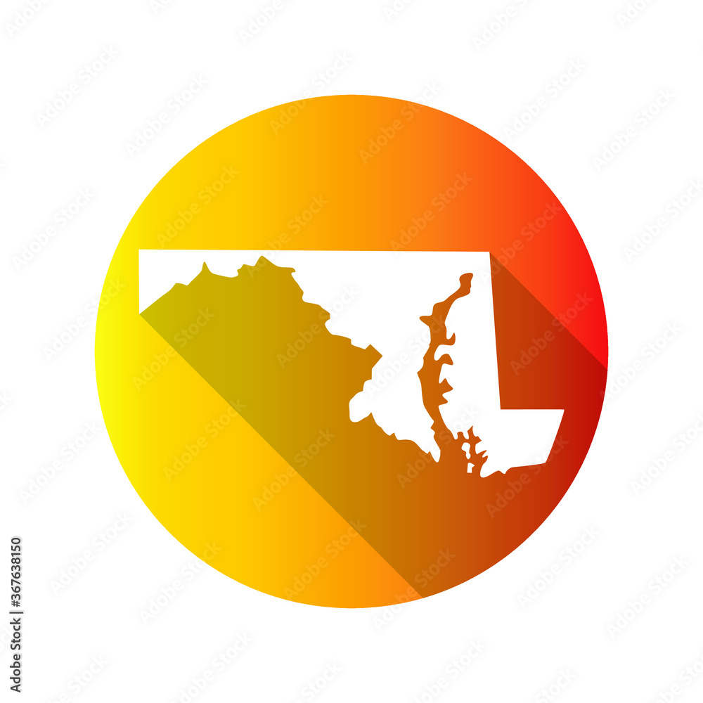 Maryland, USA Symbol Map Icon Round. Flat Vector Art Design with Shadow ...