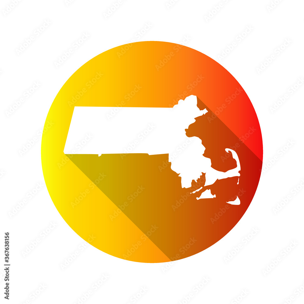 Massachusetts, USA Symbol Map Icon Round. Flat Vector Art Design with ...