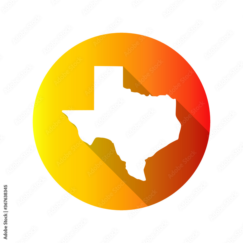Texas, USA Symbol Map Icon Round. Flat Vector Art Design with Shadow ...