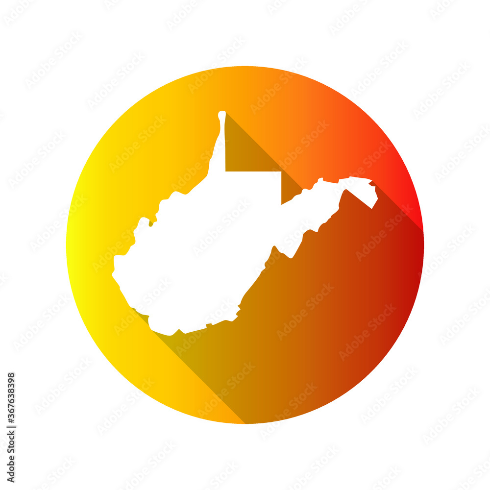 West Virginia, USA Symbol Map Icon Round. Flat Vector Art Design with ...