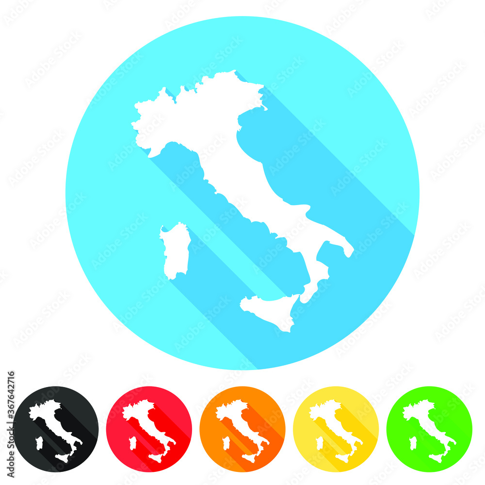 Italy Symbol Map Icon Round. Flat Vector Art Design with Shadow ...