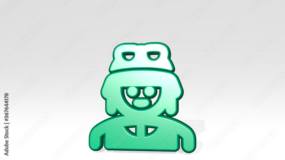 ARMY MAN stand with shadow. 3D illustration of metallic sculpture over ...