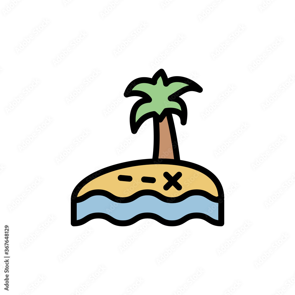 Island, treasure icon. Simple color with outline vector elements of ...