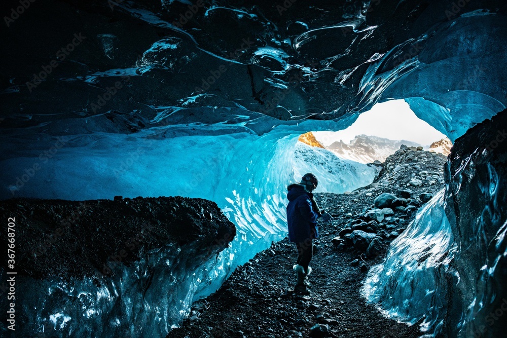 The big ice cave in Vatnajokull National Park, in Iceland. Stock Photo ...