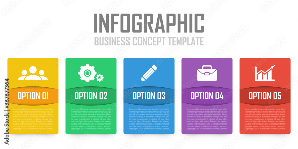 Business infographic concept. Template with 5 steps or options. Design ...