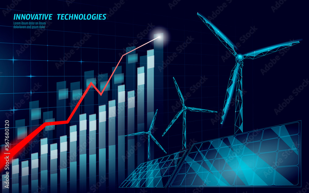 Growing graph windmills idea business concept. Ecology save environment ...