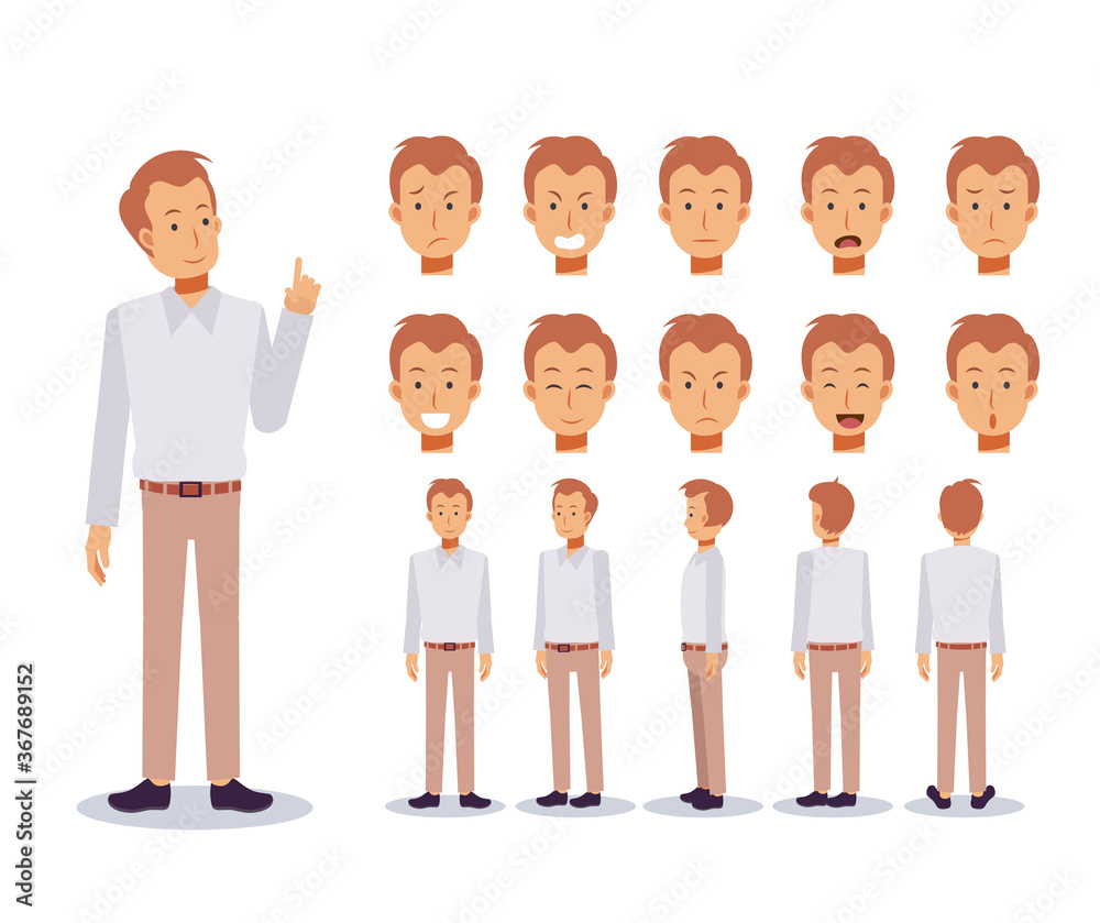 Front, side, back view animated character. Flat Vector Character ...