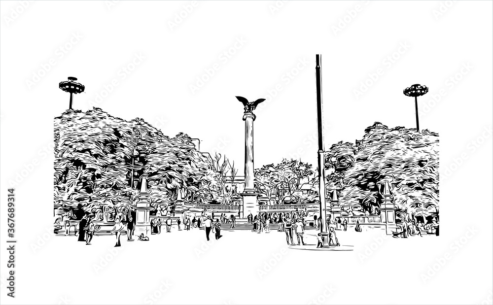 Building view with landmark of Aguascalientes is a city in central ...