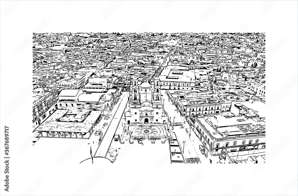 Vecteur Stock Building view with landmark of Aguascalientes is a city ...