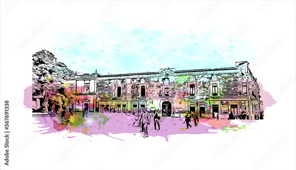 Building view with landmark of Aguascalientes is a city in central ...