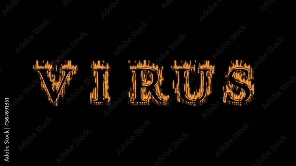 virus fire text effect black background. animated text effect with high ...