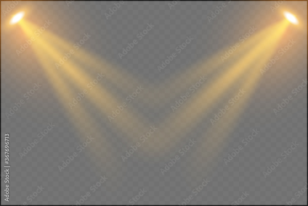 Set of Spotlight isolated on transparent background. Vector glowing ...