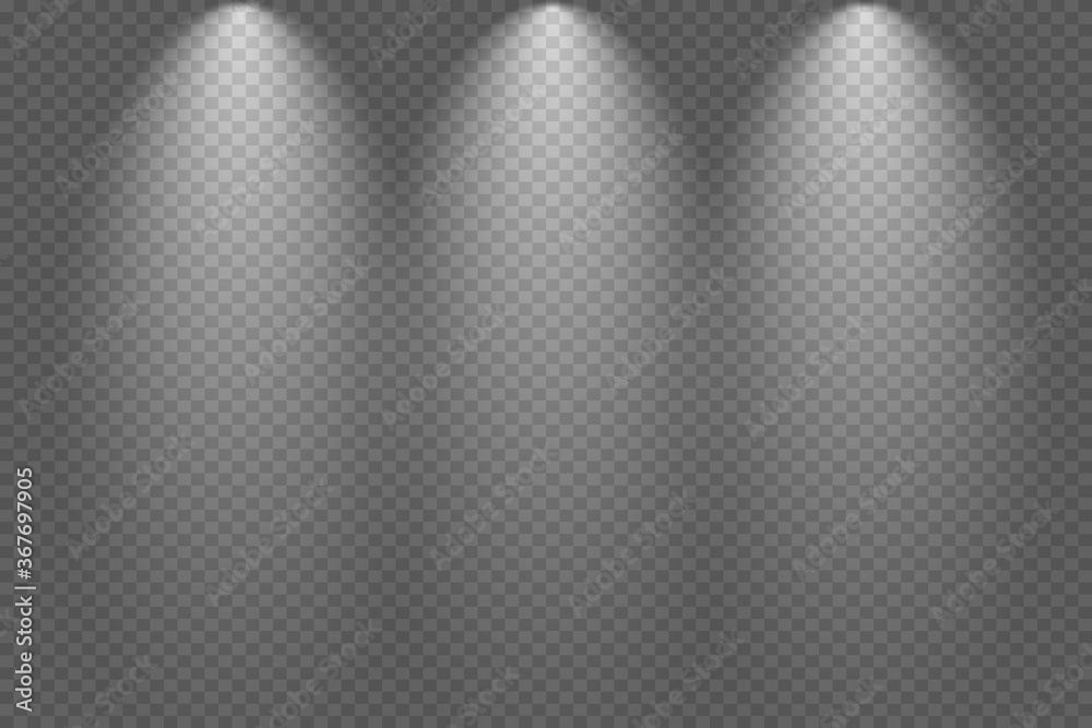 Set of Spotlight isolated on transparent background. Vector glowing ...