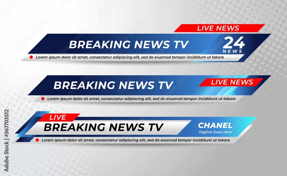 Set Of Broadcast News Lower Thirds Banner Template with Simple Concept ...