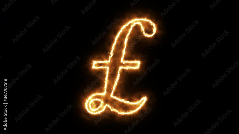Pound sterling symbol of burning flame. British pound symbol made from ...