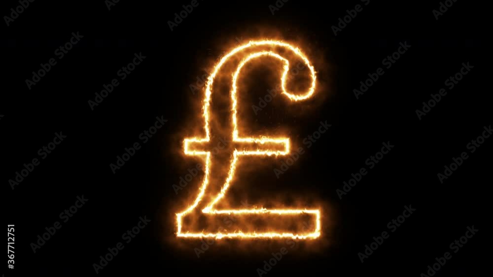 Pound sterling symbol of burning flame. British pound symbol made from ...