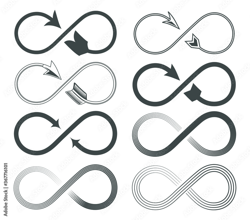 Infinity symbol icon set. Eternal, limitless, endless, life logo ...