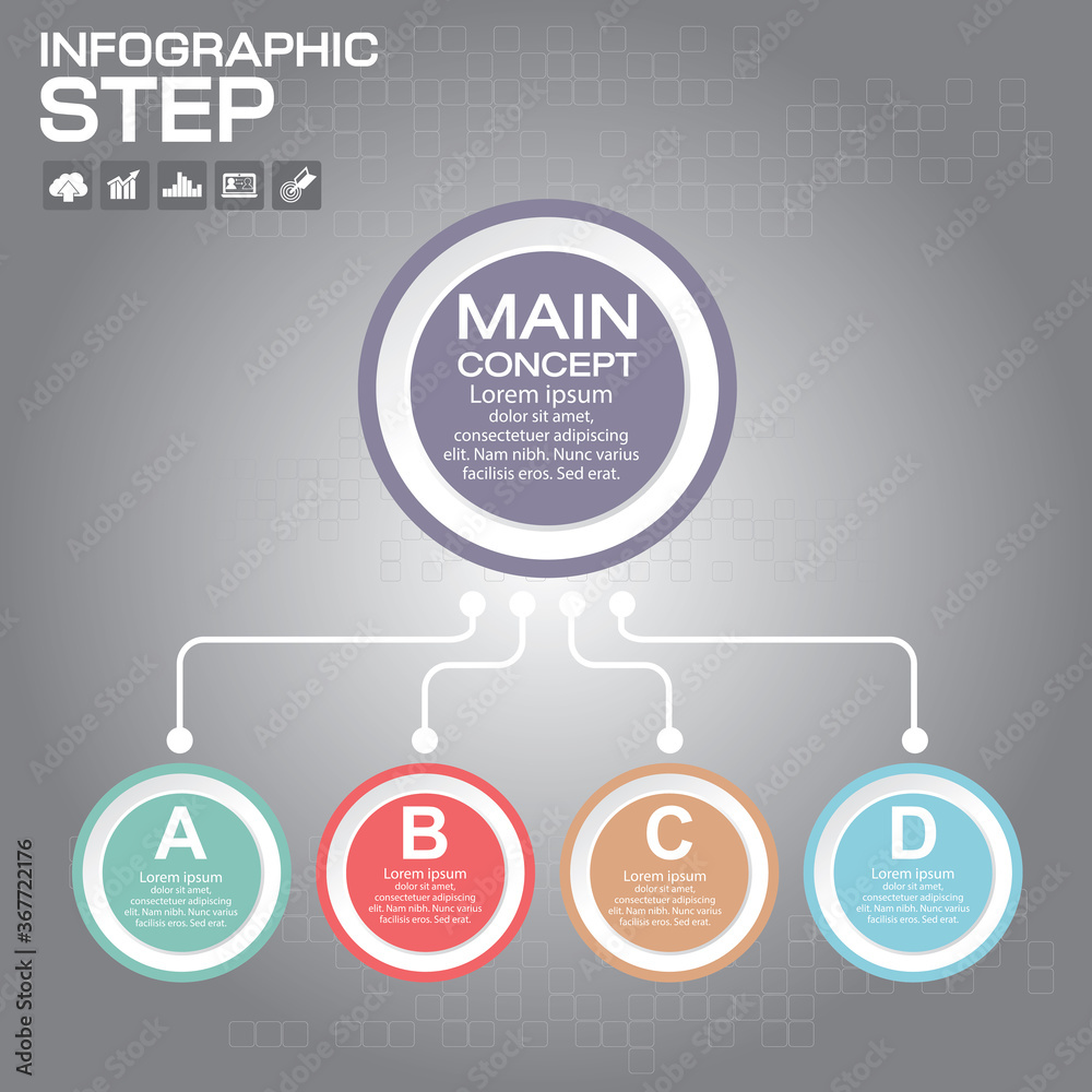 Manage chart infographic design templates . With paper tags. Idea to ...