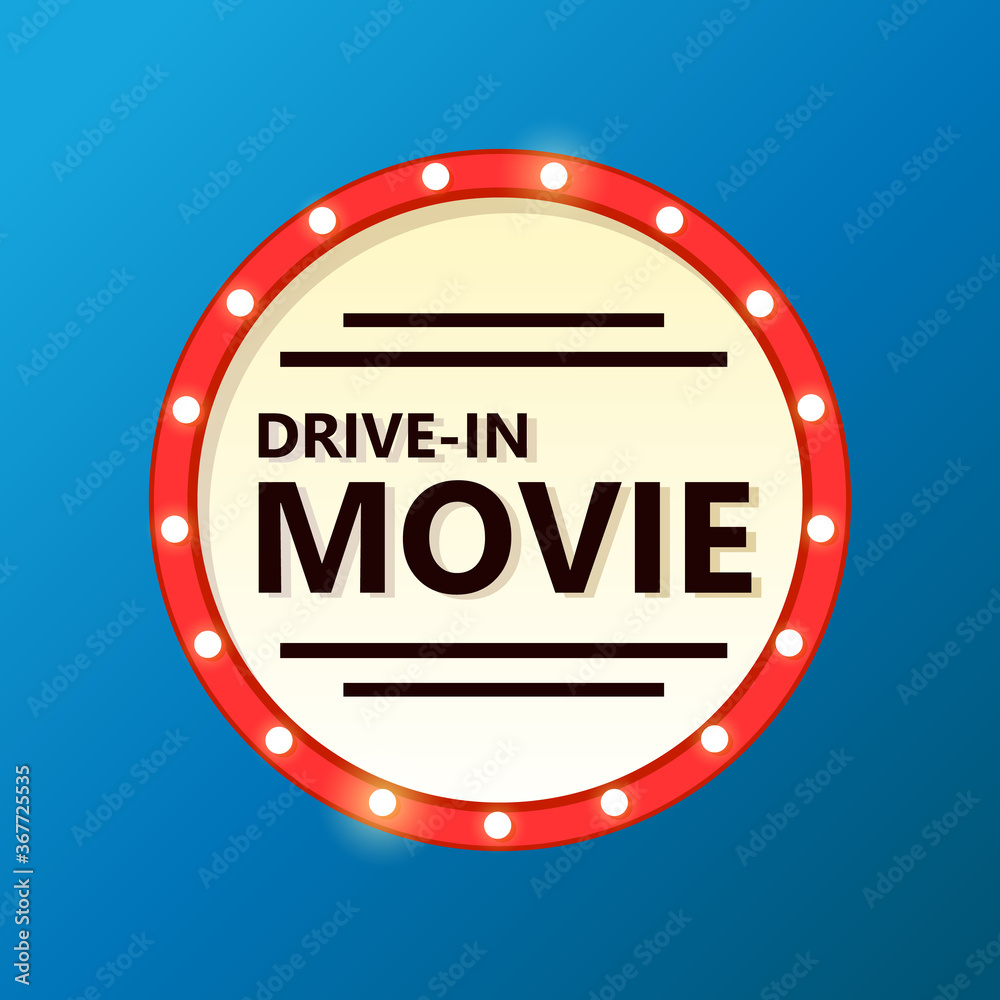Drive in movie theater sign. Clipart image Stock Vector | Adobe Stock