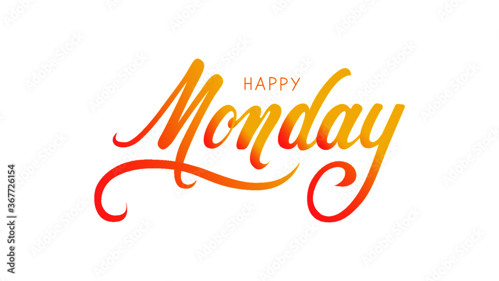 vector lettering on a white background day of the week, happy monday ...