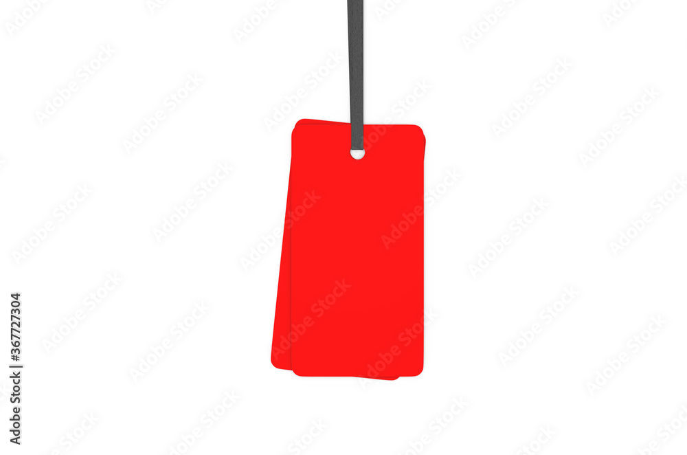 Blank red clean label and tag mockup template on isolated white ...