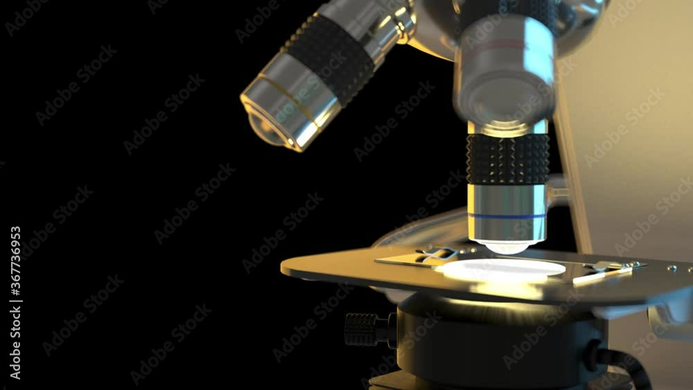 4K medical clip art - modern electronic microscope isolated on black ...