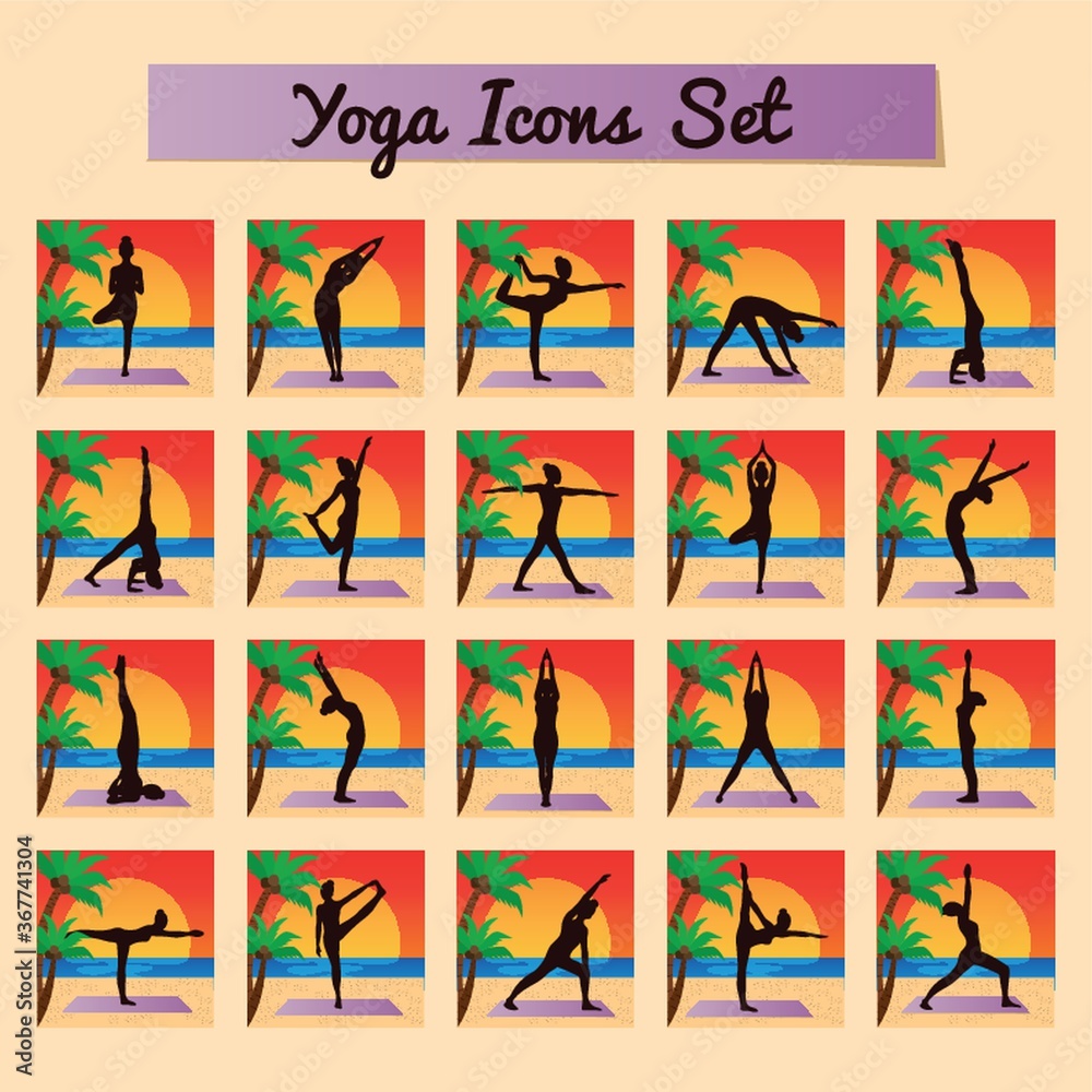 yoga icon set Stock Vector | Adobe Stock