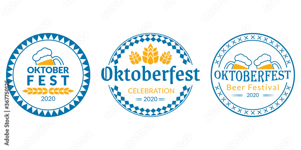 Oktoberfest logo, badge or label set. Beer festival poster or banner ...