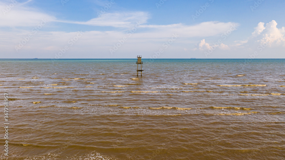 Observation tower in the sea of the west coast of Malaysia in the ...