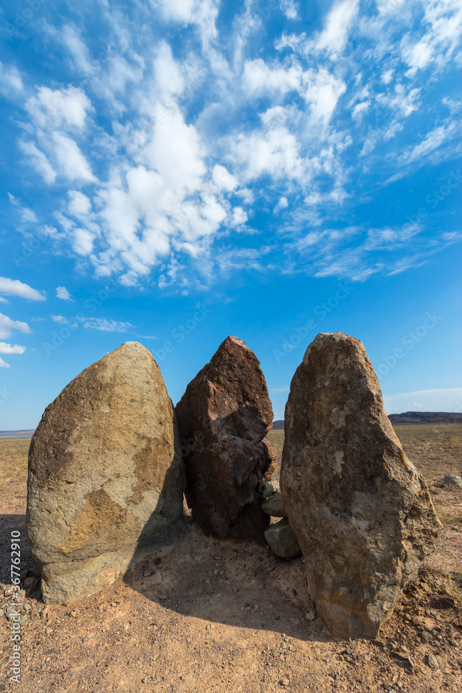 Ancient fireplace stones, Site of a 12th-century camp of Ghengis Khan ...