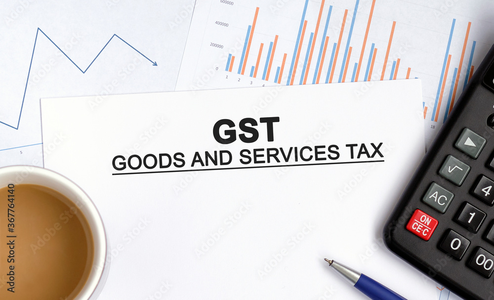 GST - good and service tax document with graphs, diagrams and ...