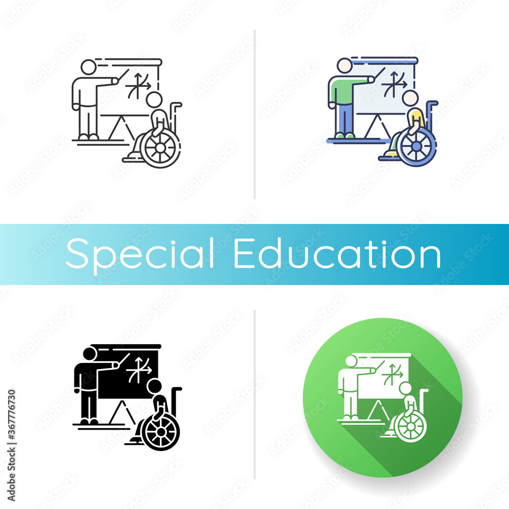Special education icon. Linear black and RGB color styles. Inclusive ...