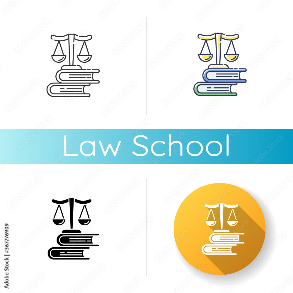 Law school icon. Linear black and RGB color styles. Professional ...