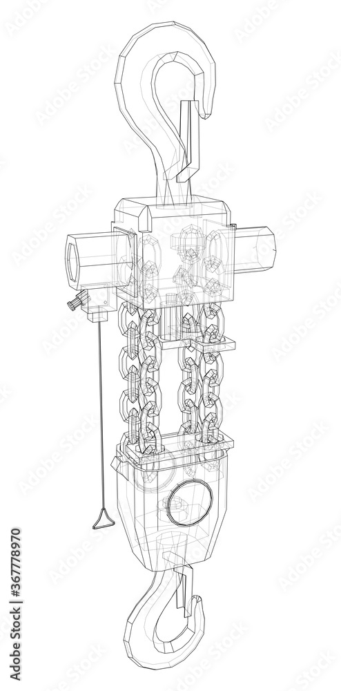 Pneumatic Wire Rope Winch concept outline. Vector Stock Vector | Adobe ...
