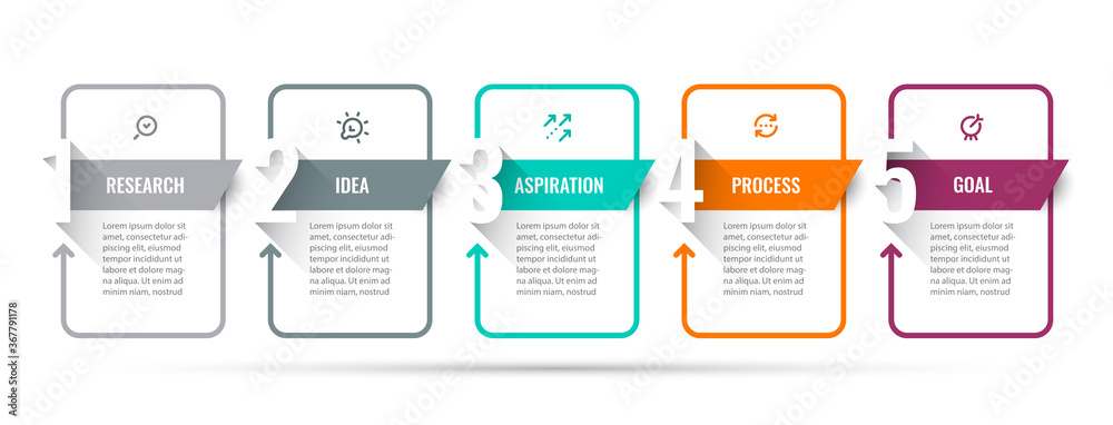 Vector Infographic design template with icons and 5 options or steps ...