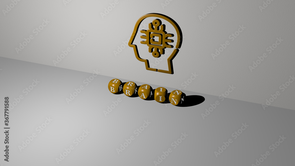 3D graphical image of BRAIN vertically along with text built by ...