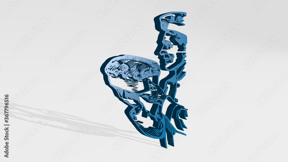 baker made by 3D illustration of a shiny metallic sculpture with the ...