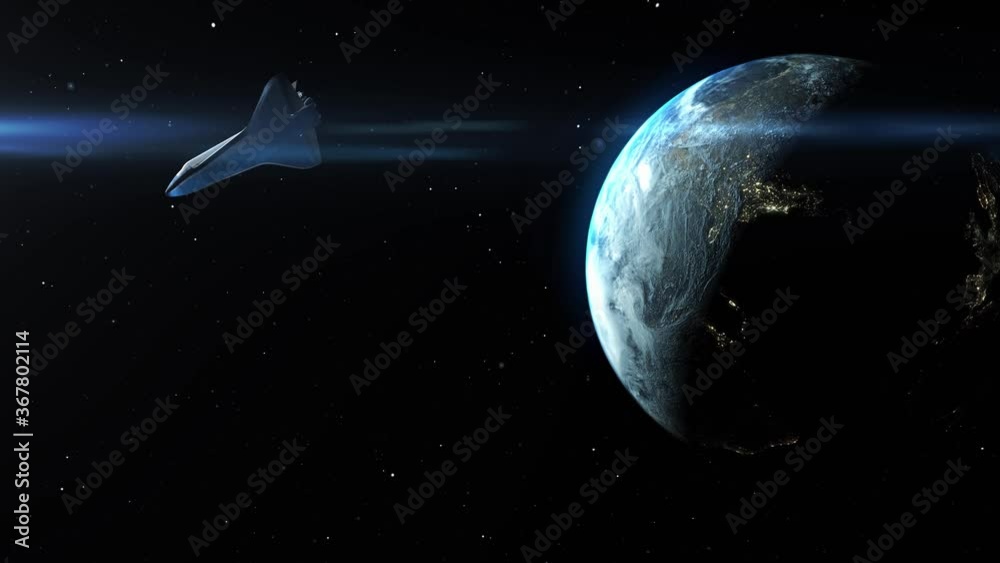 Vidéo Stock Space Shuttle flying close to planet earth Realitic ...