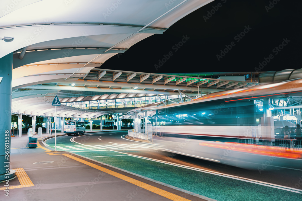 Busy bus station in Tokyo, Japan at night Stock Photo | Adobe Stock