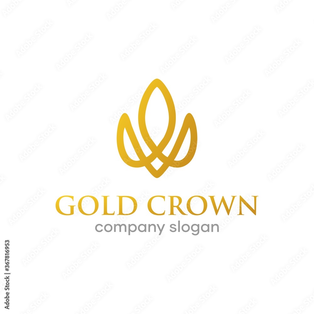 Luxury Crown Gold Line Logo Design Stock Vector | Adobe Stock
