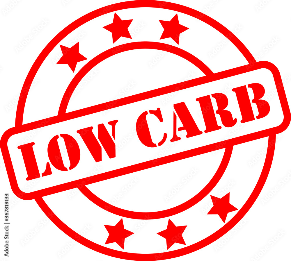 Red transparent sticker for food with low carb levels for ketogenic ...