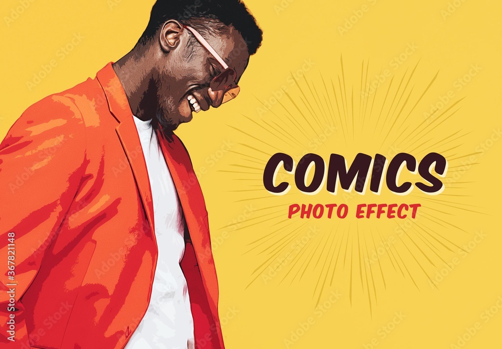 Comic Style Photo Effect Mockup Stock Template | Adobe Stock